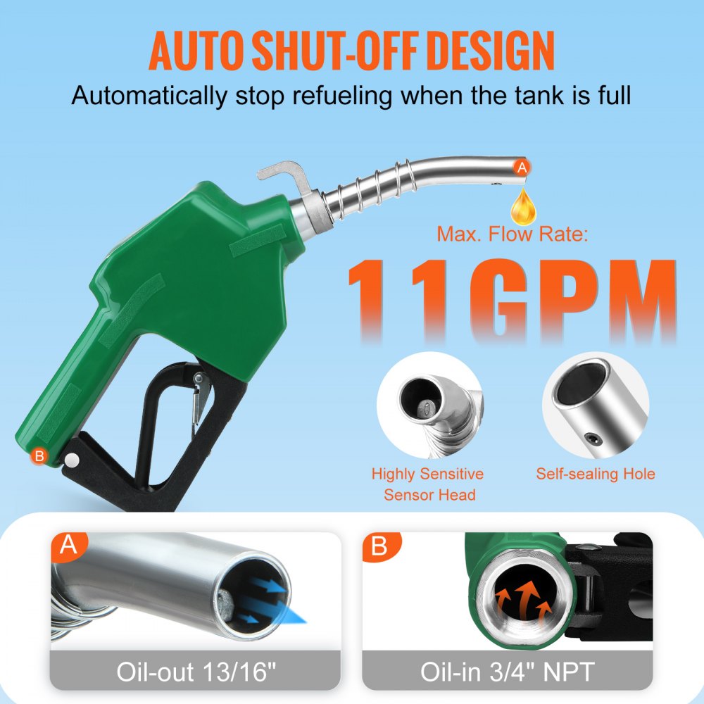 VEVOR Automatic Fuel Nozzle Shut Off Fuel Refilling 3/4" NPT 13/16 ...