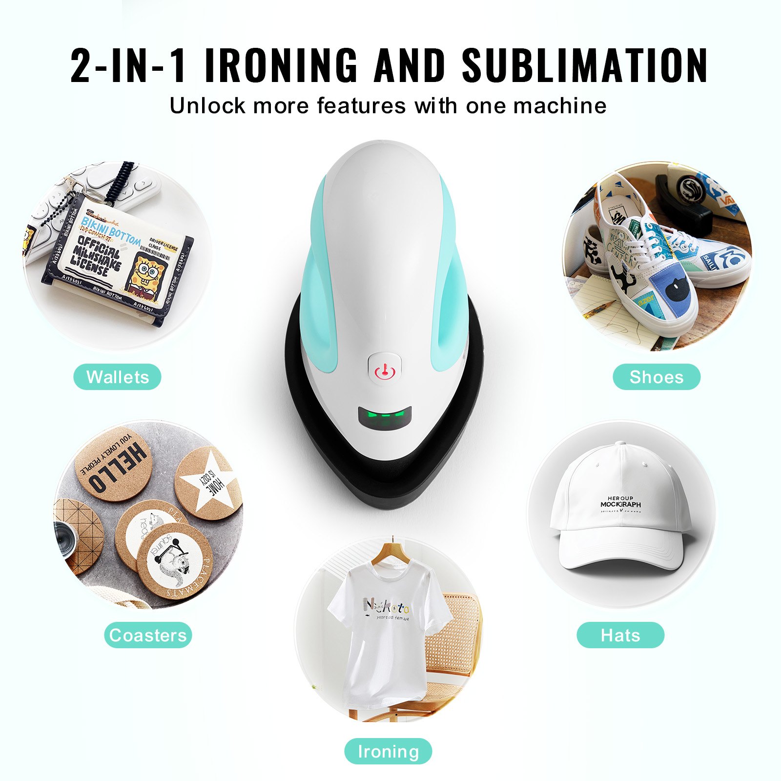 VEVOR Mini Heat Press Machine Small Portable Heat Transfer Machine ...