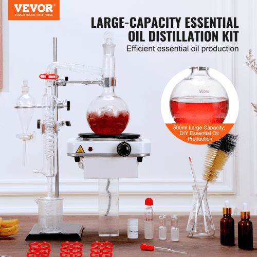 VEVOR Essential Oil Distillation Kit, 500ml Distillation Apparatus, 3.3 ...