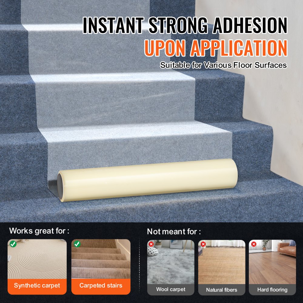 VEVOR Carpet Protection Film, 24" x 50' Floor and Surface Shield with ...