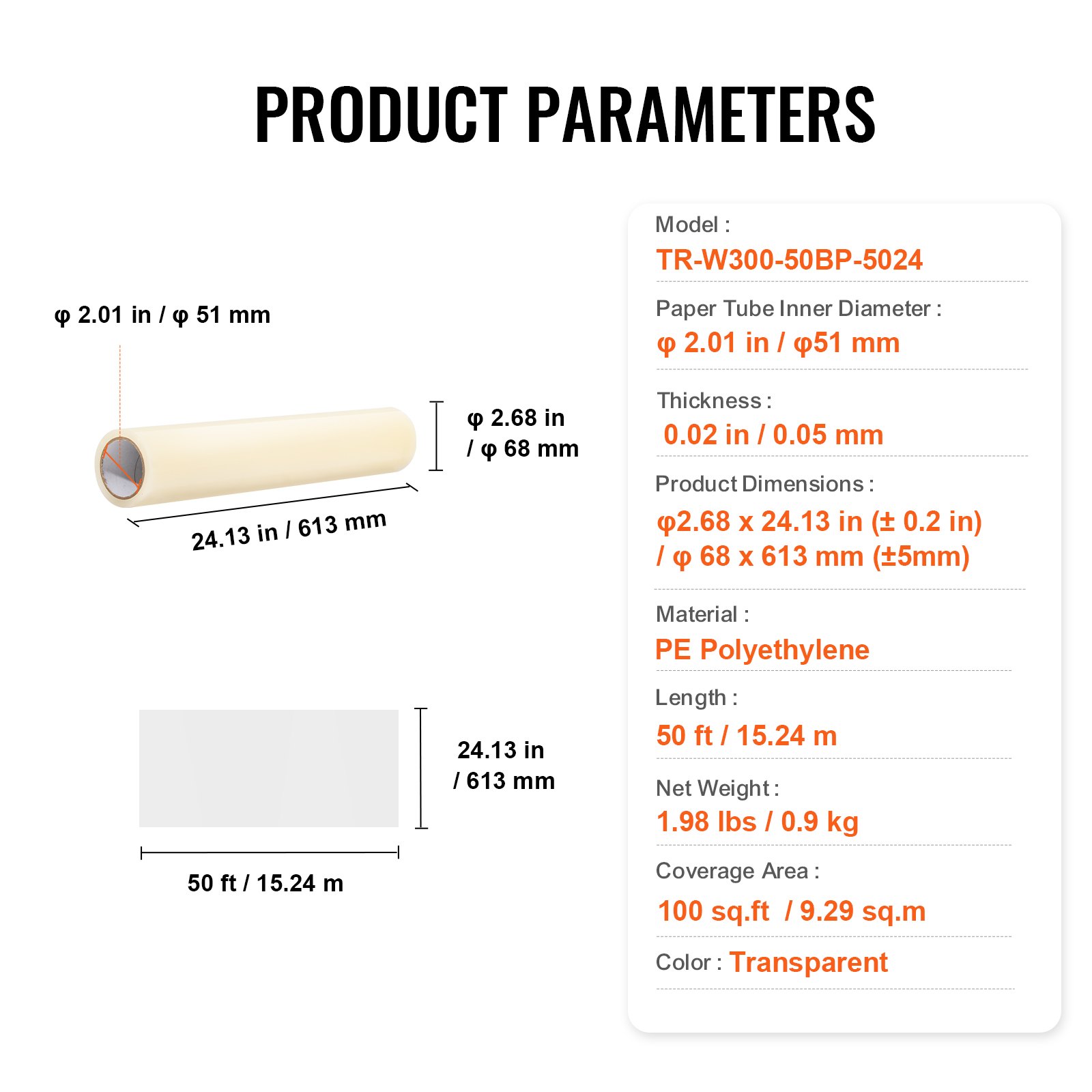 VEVOR Carpet Protection Film, 24" x 50' Floor and Surface Shield with ...