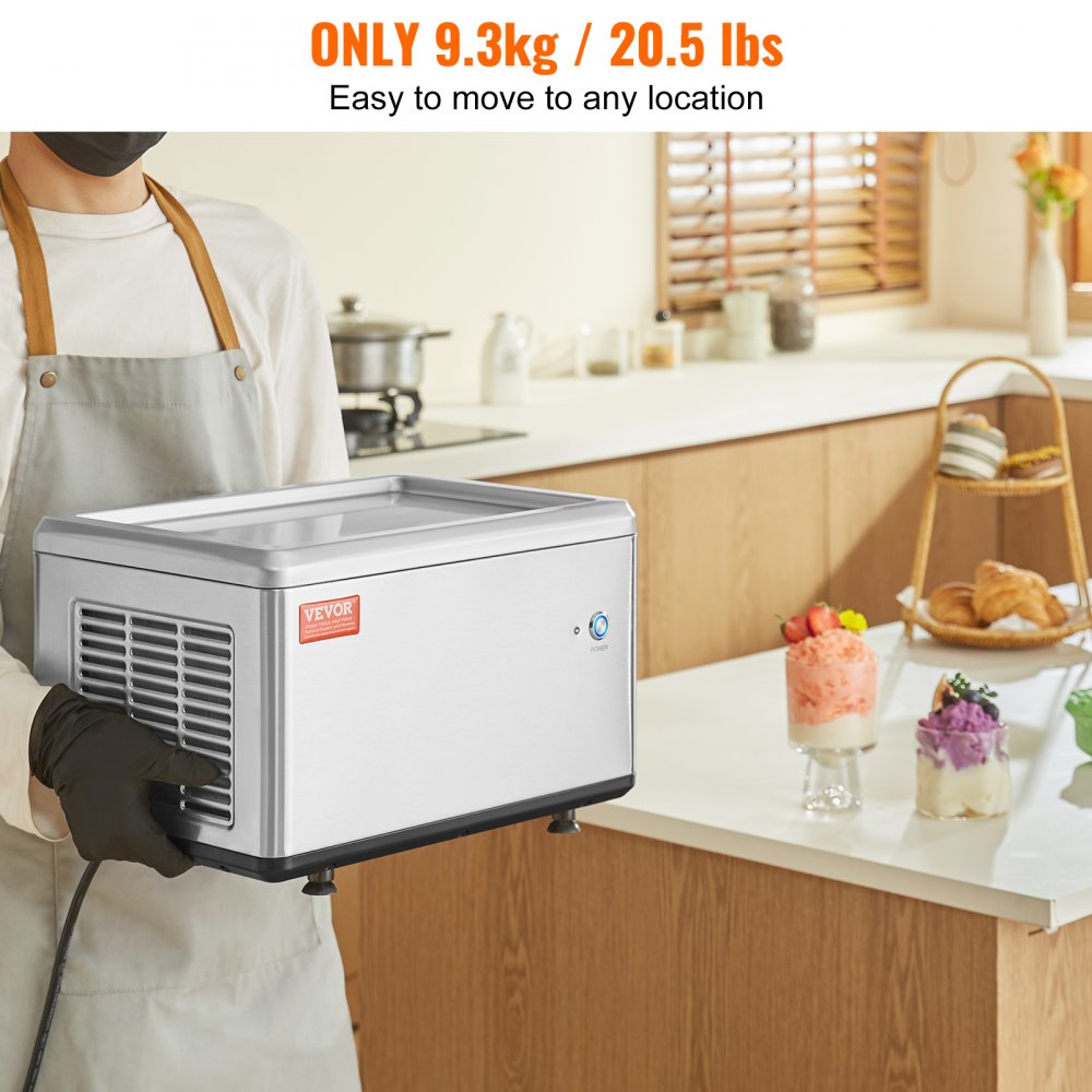 VEVOR Fried Ice Cream Roll Machine, 12.6" x 8.5" Stir-Fried Ice Cream ...
