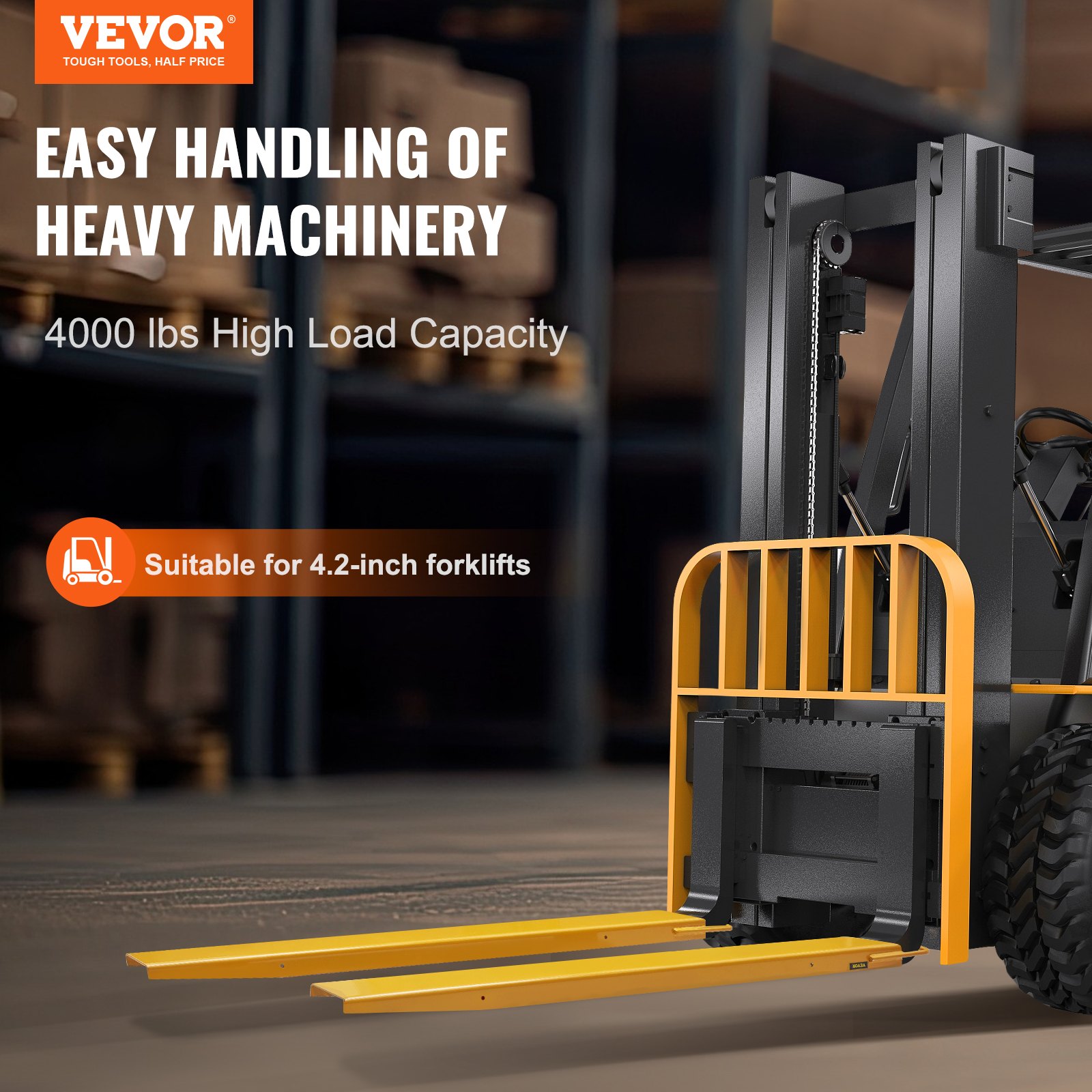 VEVOR Pallet Fork Extensions, 60" Length 4.5" Width, Heavy Duty Carbon ...