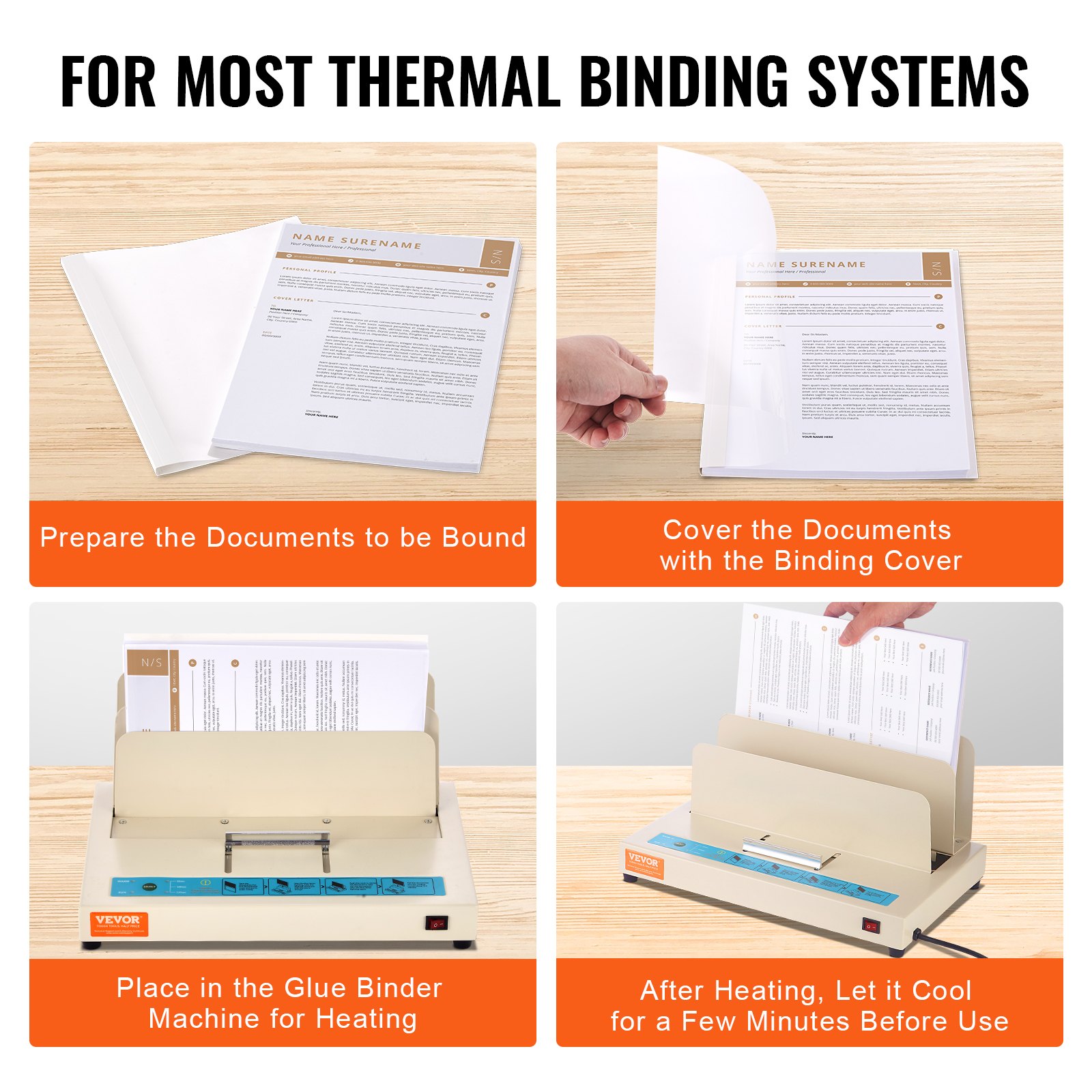 VEVOR Thermal Binding Covers, 10 Pack Thermal Presentation Covers 5/16 ...