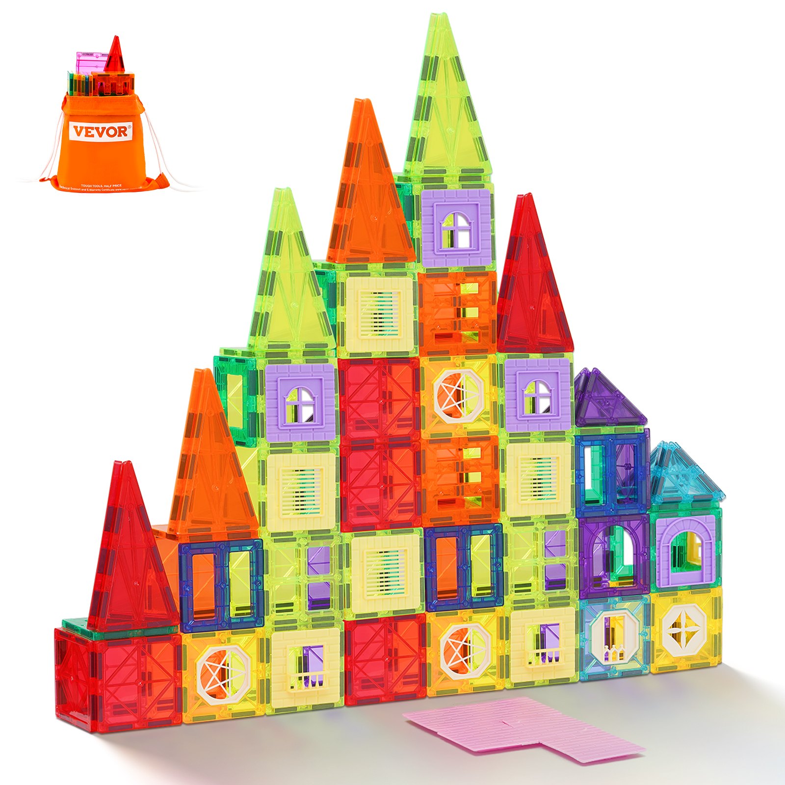VEVOR Magnetic Tile Building Set - 121 Blocks, 21 Cards