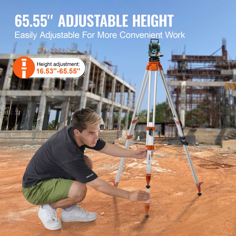 VEVOR Laser Level Tripod Stand, 5/8"-11 Thread Mount, 16.53-65.55 inch ...