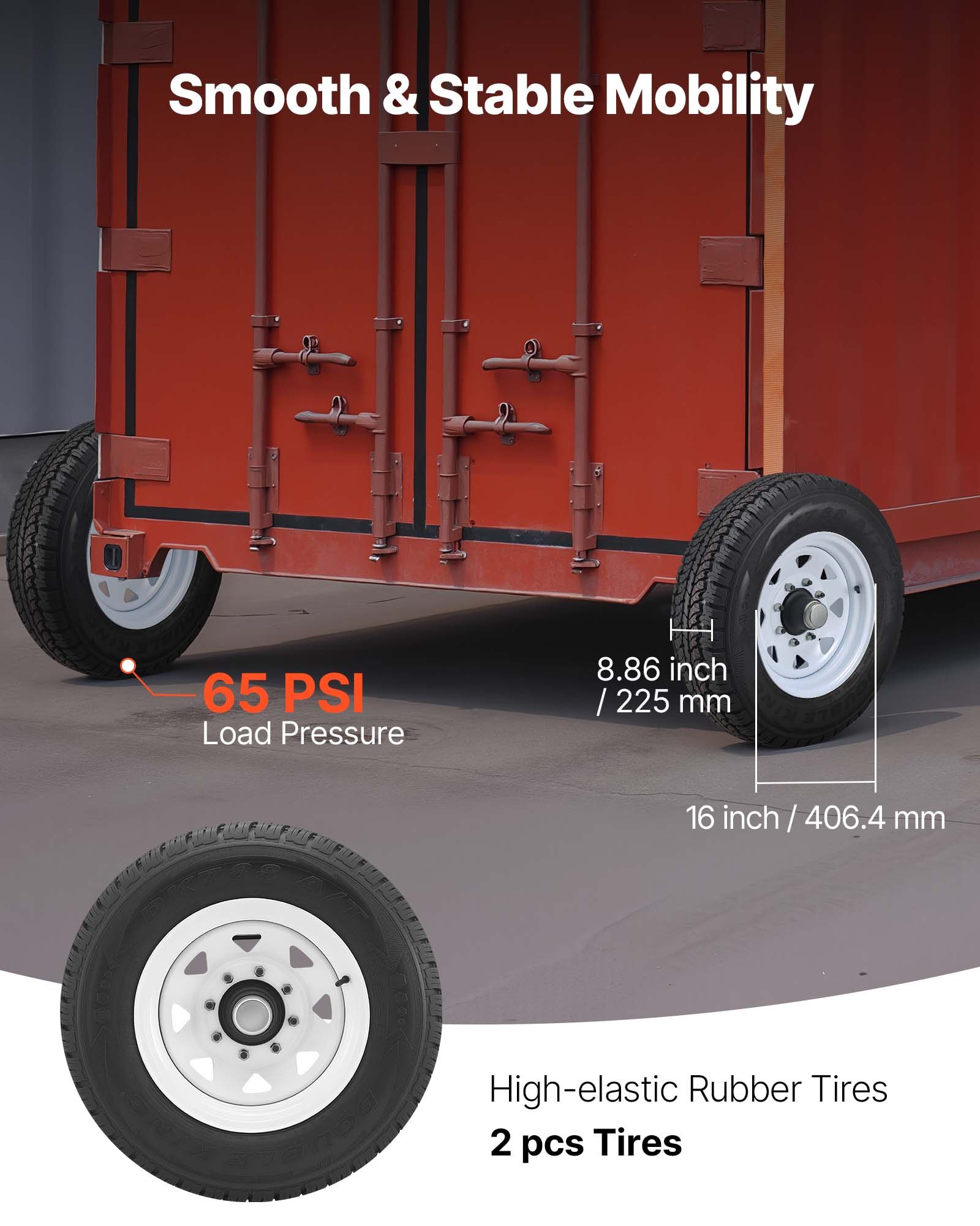 VEVOR Shipping Container Wheels Kit - 16" Tires, 8800Lb