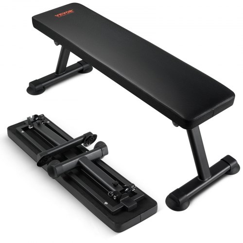 VEVOR Flat Weight Bench Foldable Strength Training Bench for Full Body ...