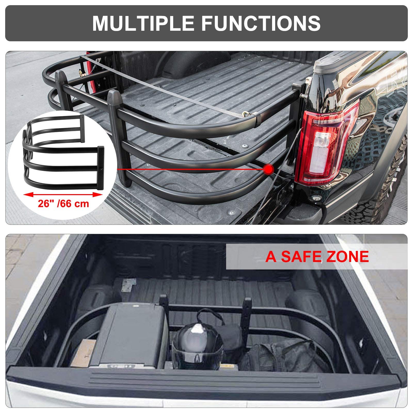 VEVOR Truck Bed Extender 56.7"x26"x18.5" Tailgate Extension, Aluminum ...