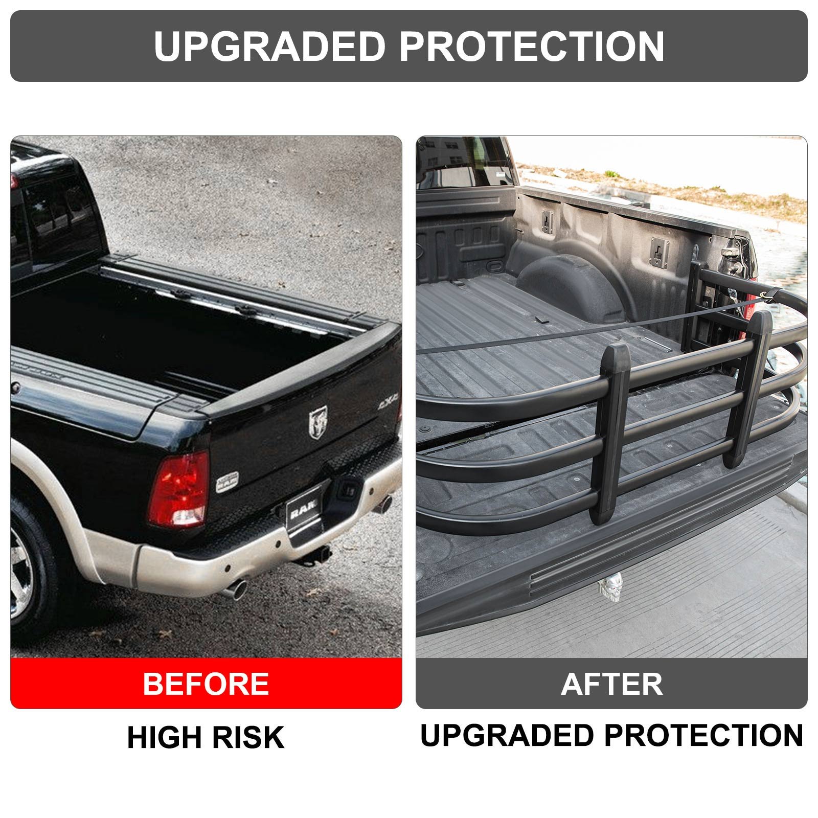 VEVOR Truck Bed Extender 56.7"x26"x18.5" Tailgate Extension, Aluminum ...