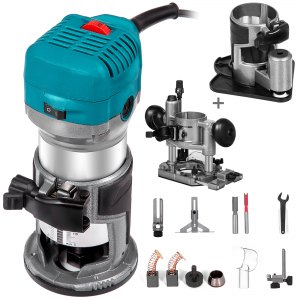 800W Max Torque Variable Speed 30,000 RPM Compact Router with Collets 1 ...