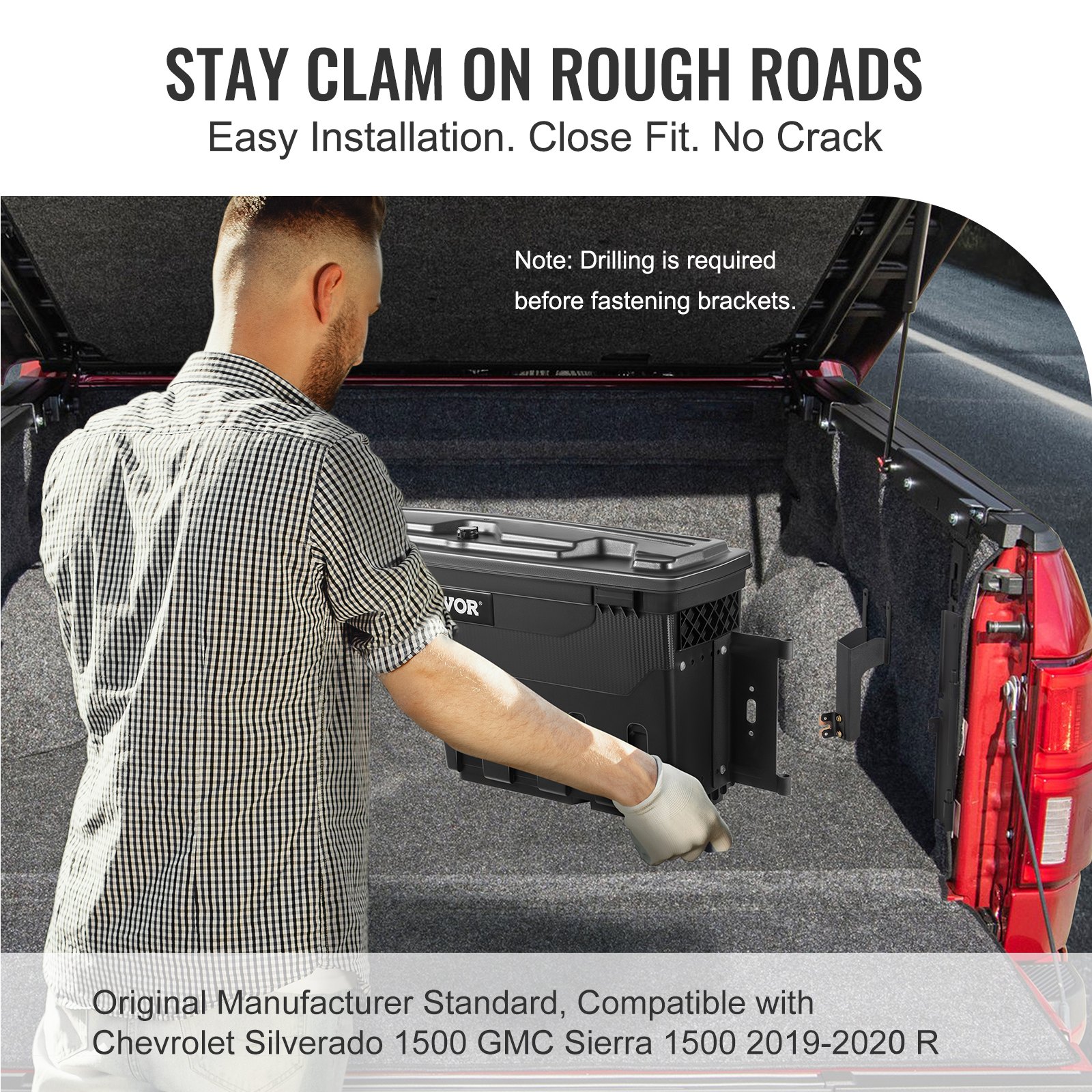 VEVOR Truck Bed Storage Box, Lockable Lid, Waterproof ABS Wheel Well ...
