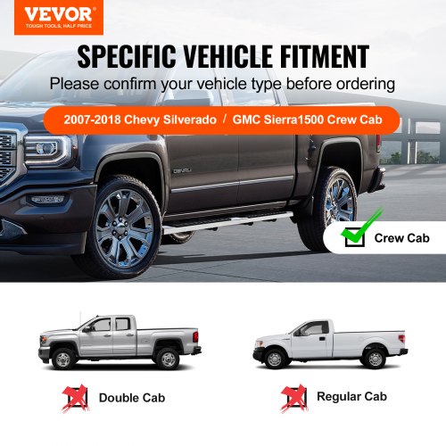 VEVOR Running Boards, 6" Step Bars Compatible with 2007-2018 Chevy ...