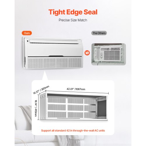 Air Conditioner Wall Sleeve 42 in with Exterior Grille Universal AC ...