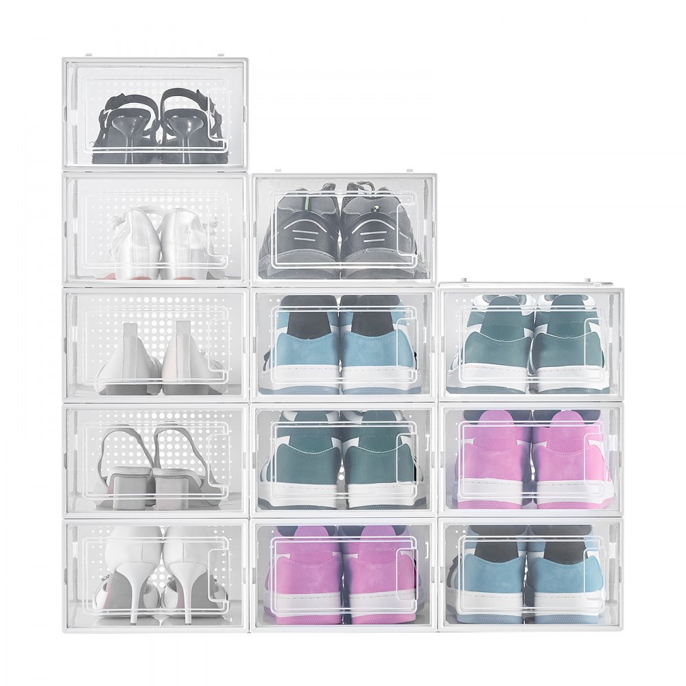 VEVOR Shoe Storage Boxes, 12 Pack Stackable Shoe Boxes Storage ...