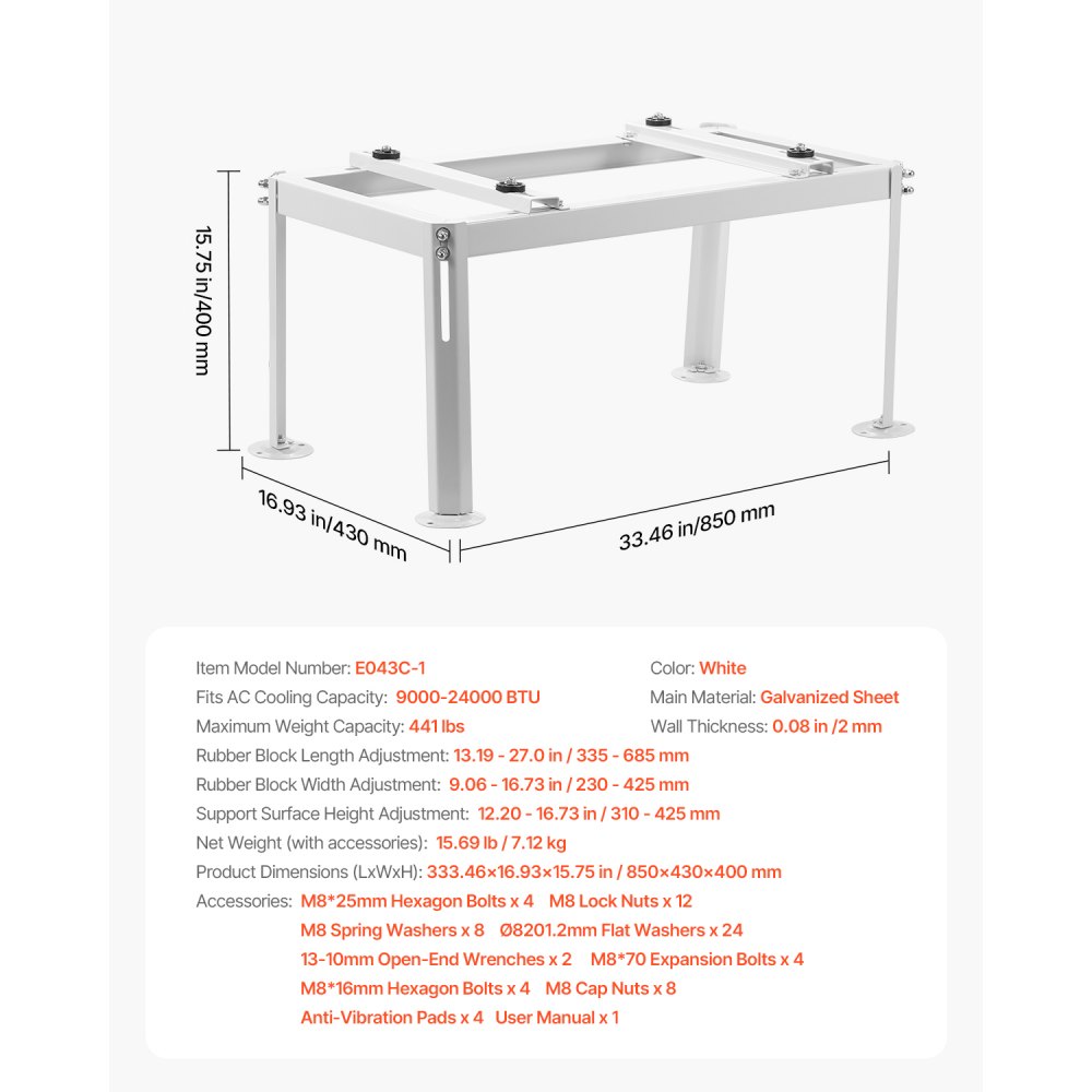 VEVOR Floor Mount Mini Split — Adjustable AC Base Holder