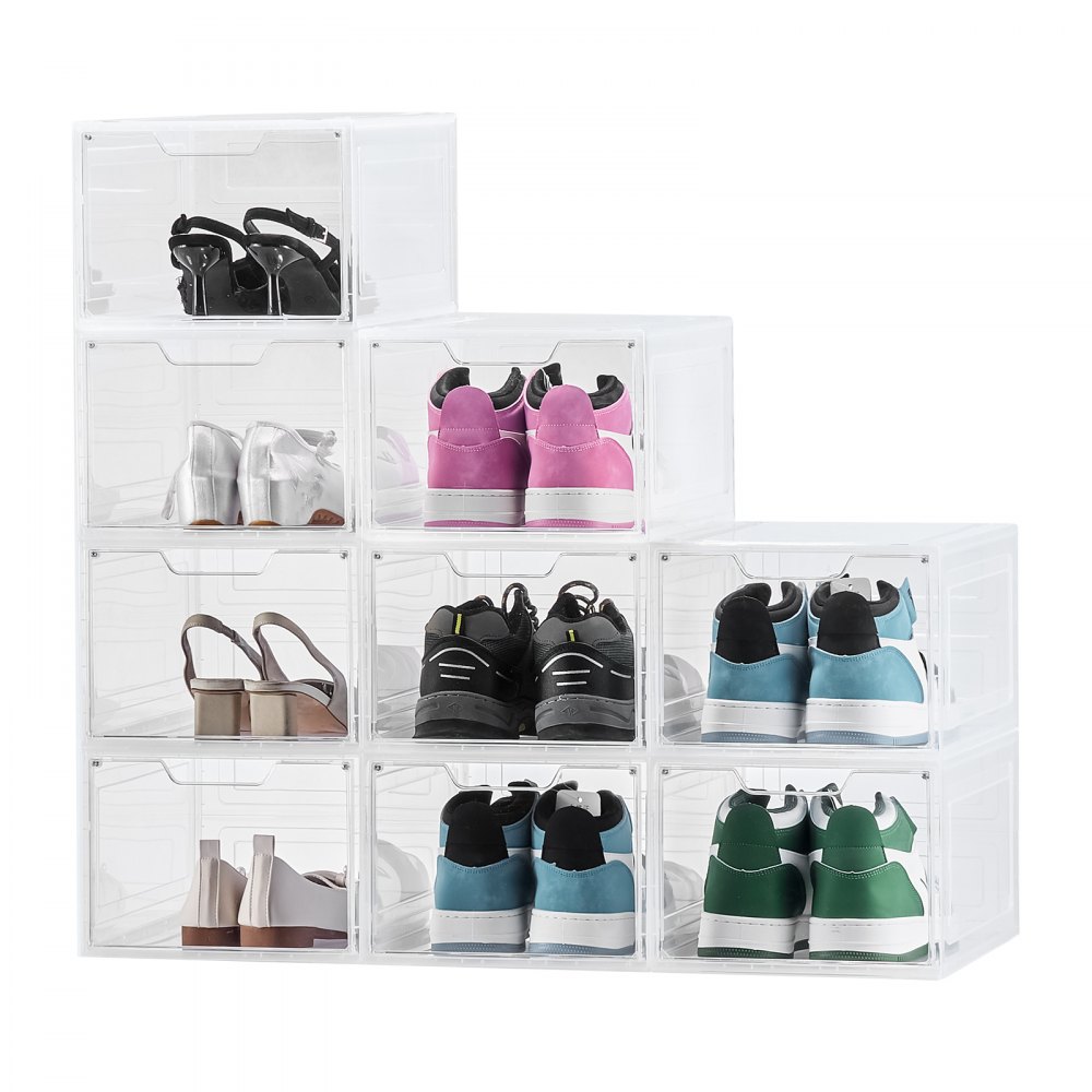 VEVOR Plastic Stackable Shoe Boxes- 9-Clear Shoe Organisers