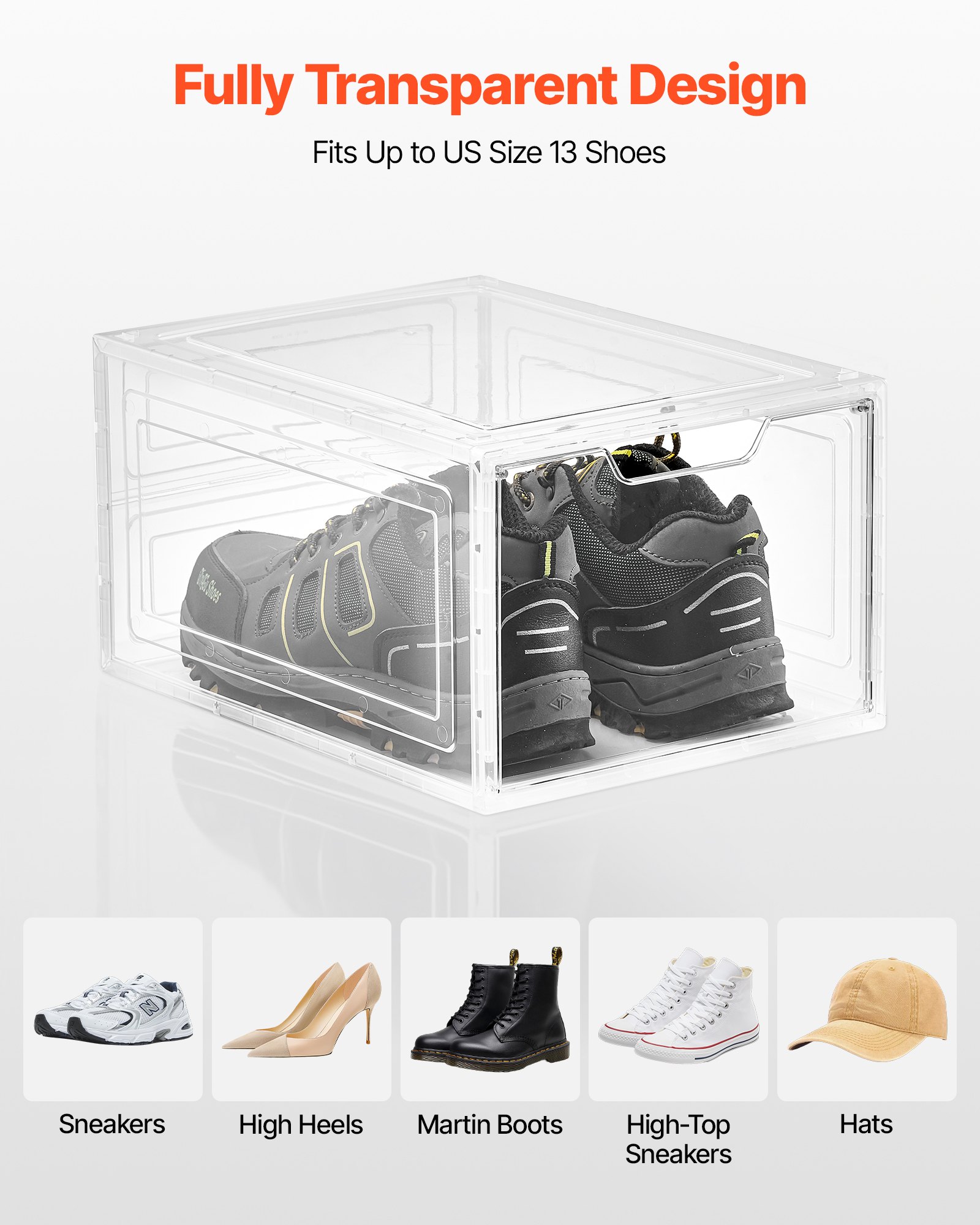 VEVOR Plastic Stackable Shoe Boxes- 9-Clear Shoe Organisers
