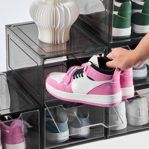 Shoe Storage Boxes 6 Pack Stackable Shoe Boxes US Size 13 Transparent ...