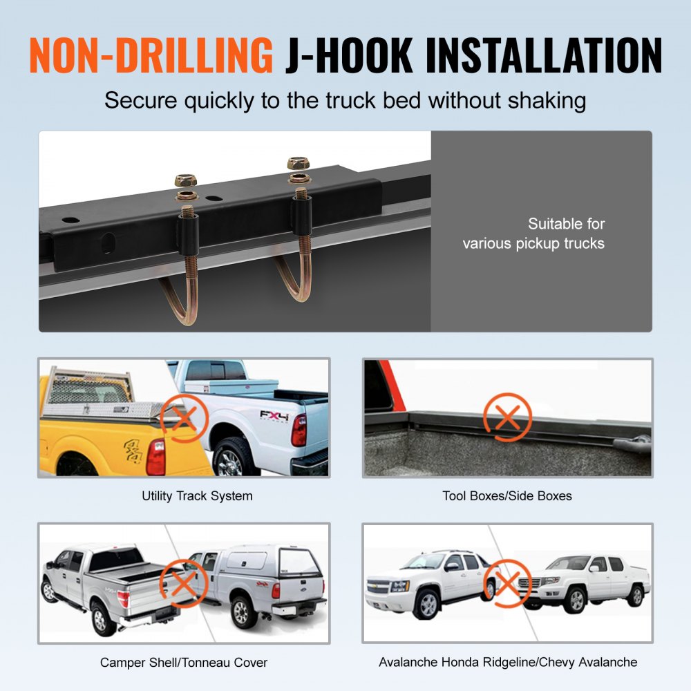 VEVOR Truck Rack Pick up Ladder Rack 1000lbs Capacity 43.3"-63" Width ...