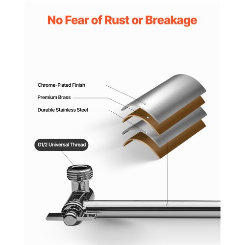 Shower Head Extension Arm Extender 16 in Adjustable Angle Height G1/2 ...