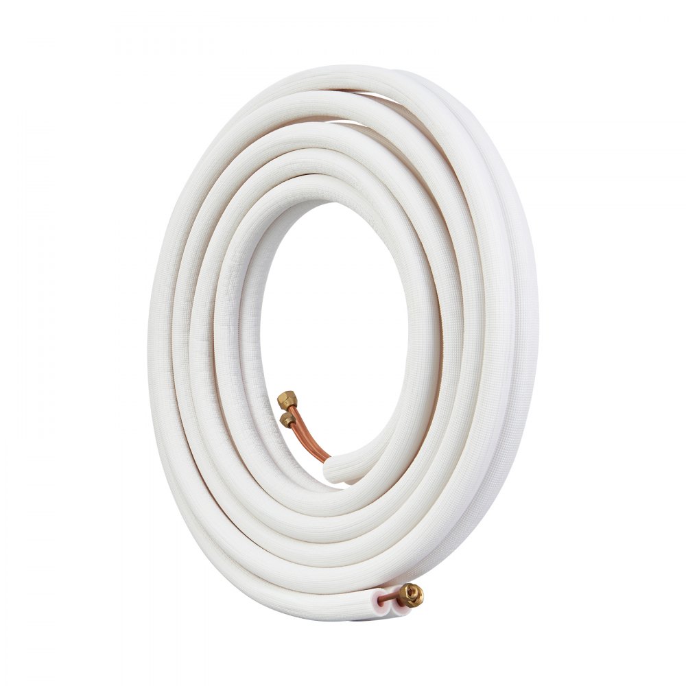 VEVOR 25FT Mini Split Line Set, 1/4" & 3/8" O.D Copper Pipes Tubing and ...