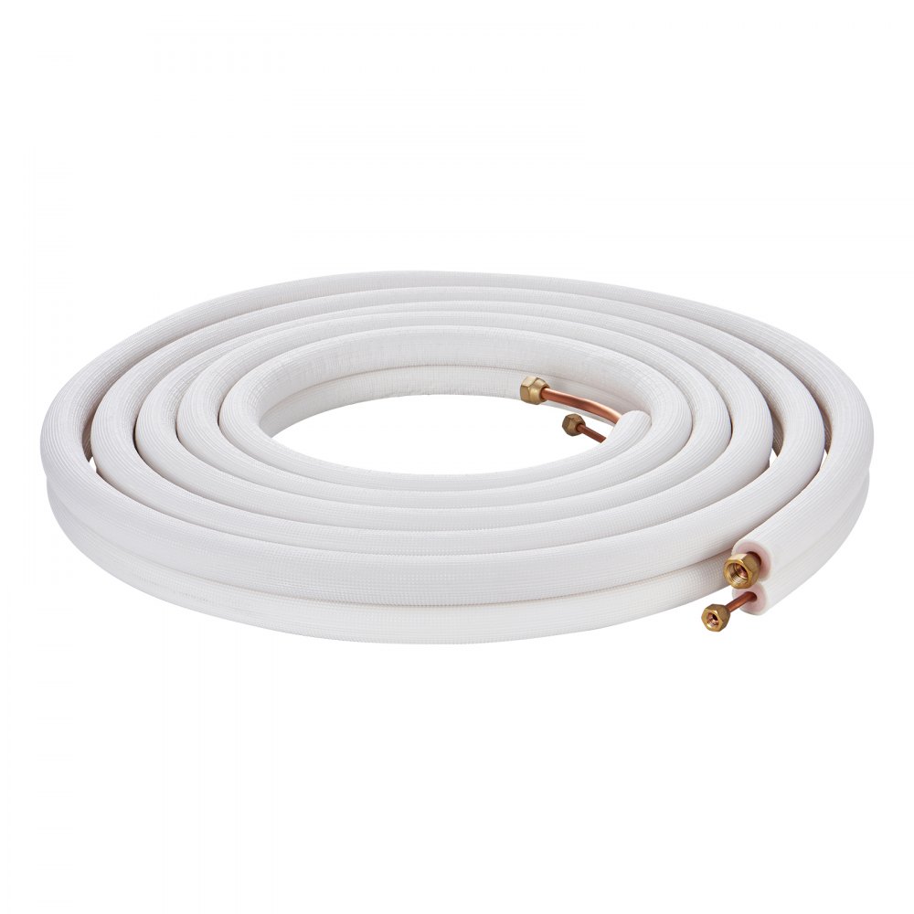 VEVOR 25FT Mini Split Line Set, 1/4" & 3/8" O.D Copper Pipes Tubing and ...