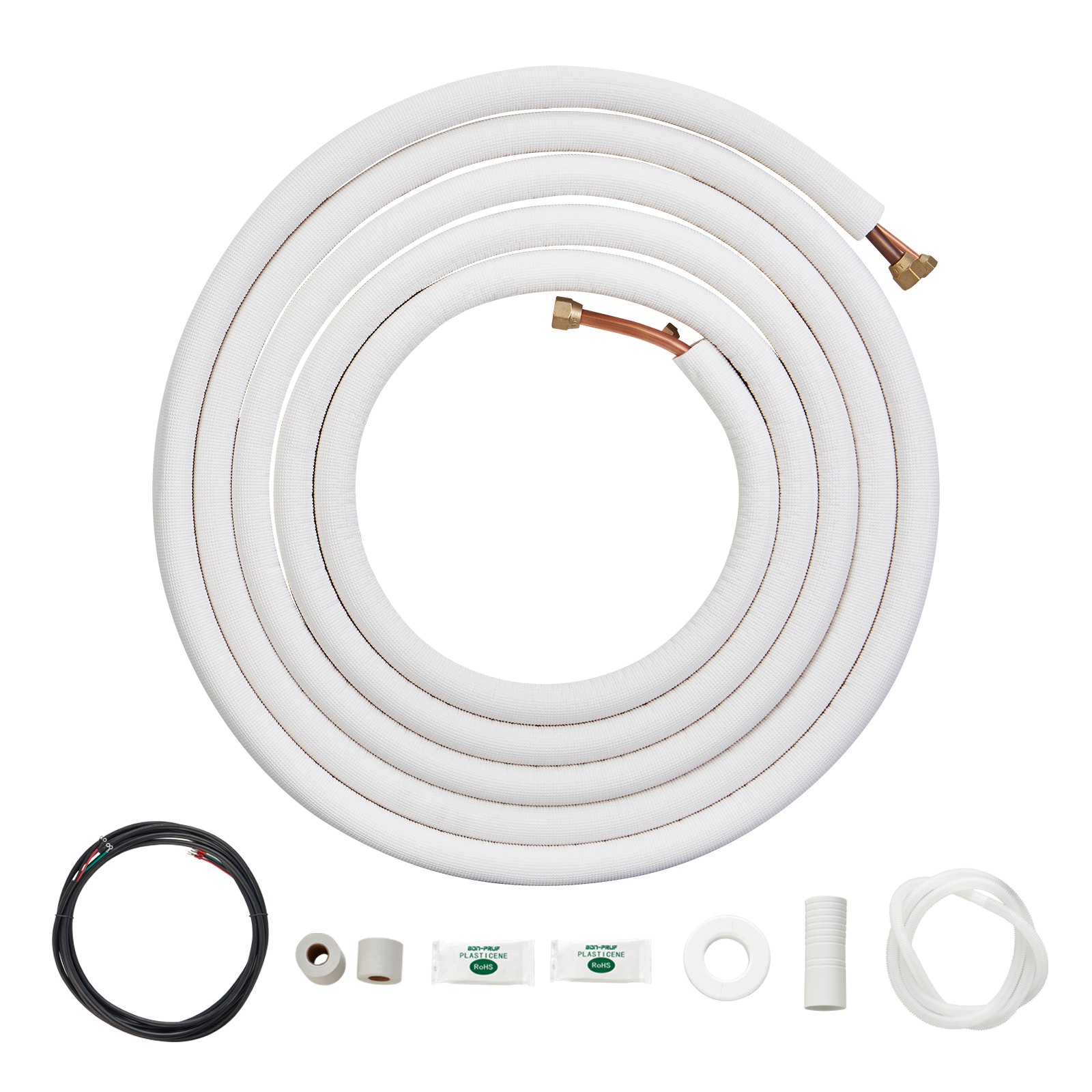 VEVOR 25FT Mini Split Line Set, 1/4" & 1/2" O.D Copper Pipes Tubing and ...