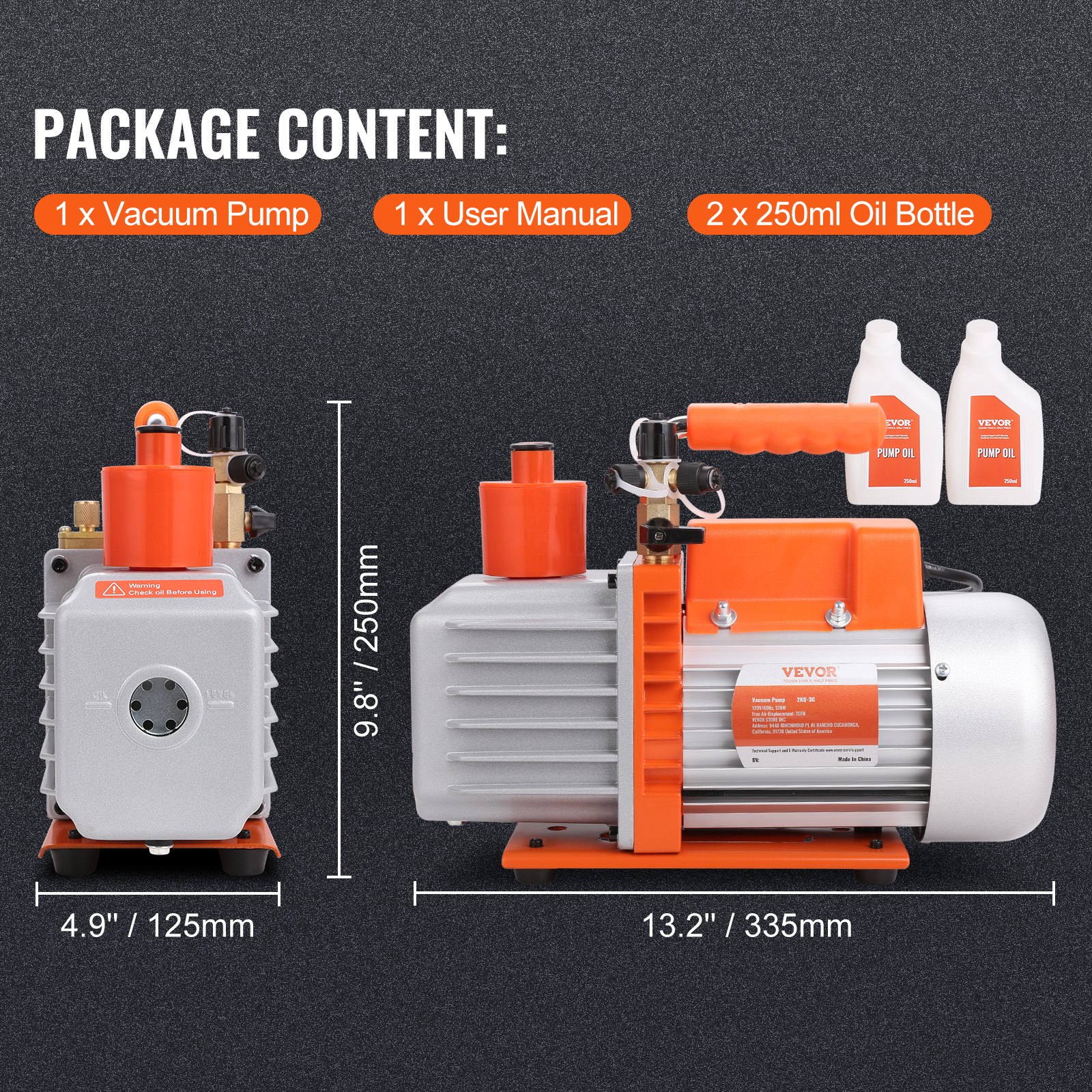 VEVOR 1/2 HP 2 Stage Rotary Vane Vacuum Pump, 7 CFM, 120V Air ...