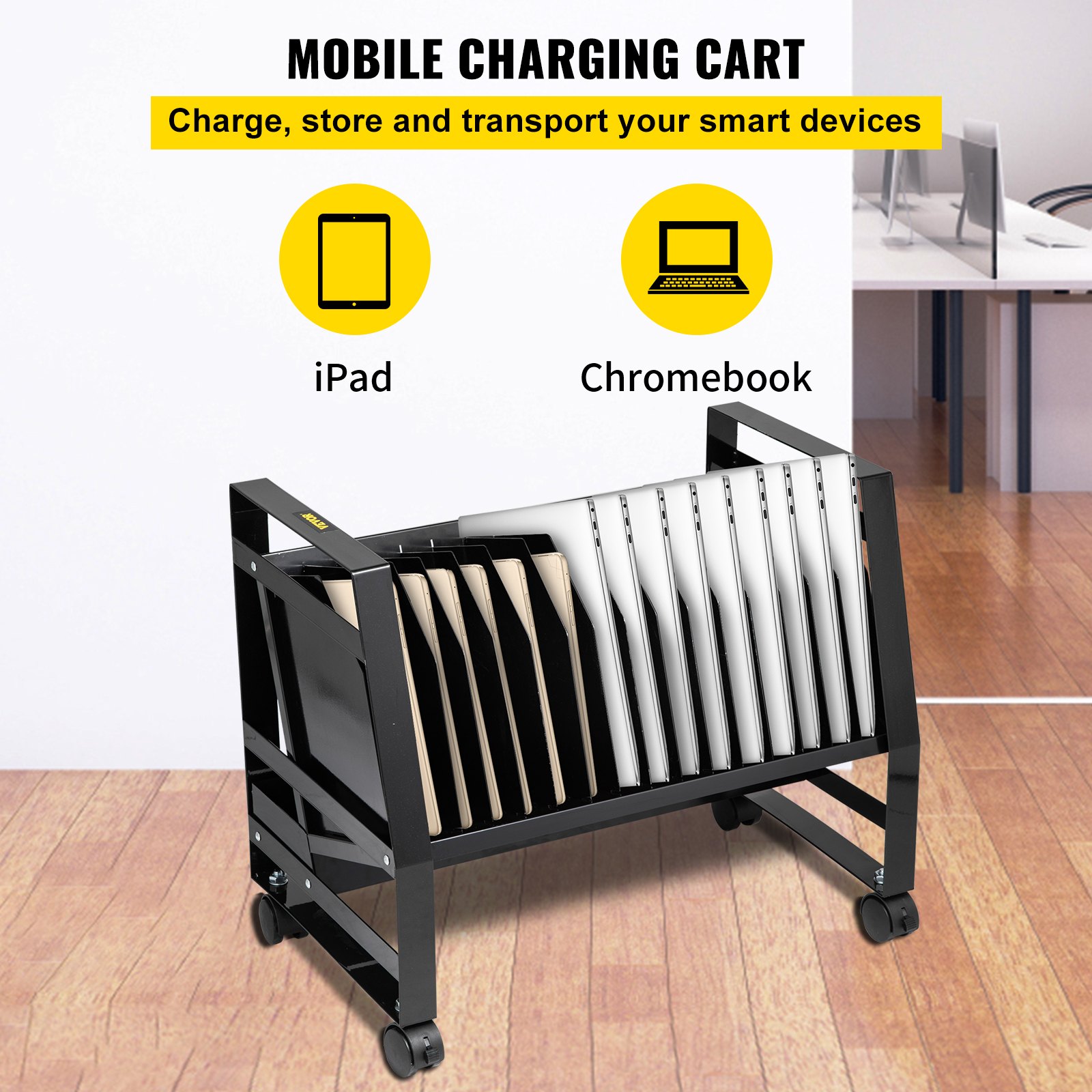 VEVOR Open Charging Cart, 16 Device, Charging Cabinet for Charge and ...