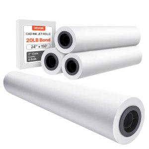 VEVOR Wide Format Paper Plotter Paper 4 Rolls 24 in x 150 ft CAD Bond ...