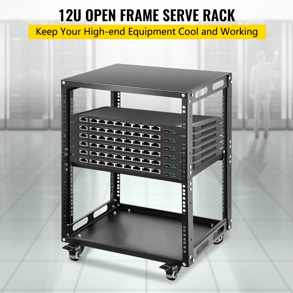 VEVOR VEVOR Open Frame Server Rack Network Server Rack 12U 4 Post 19 ...