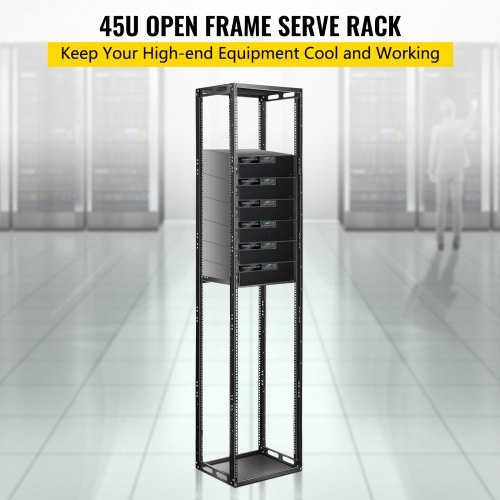 VEVOR Server Rack, 45U Open Frame Rack, 4-Post IT Server Network Relay ...