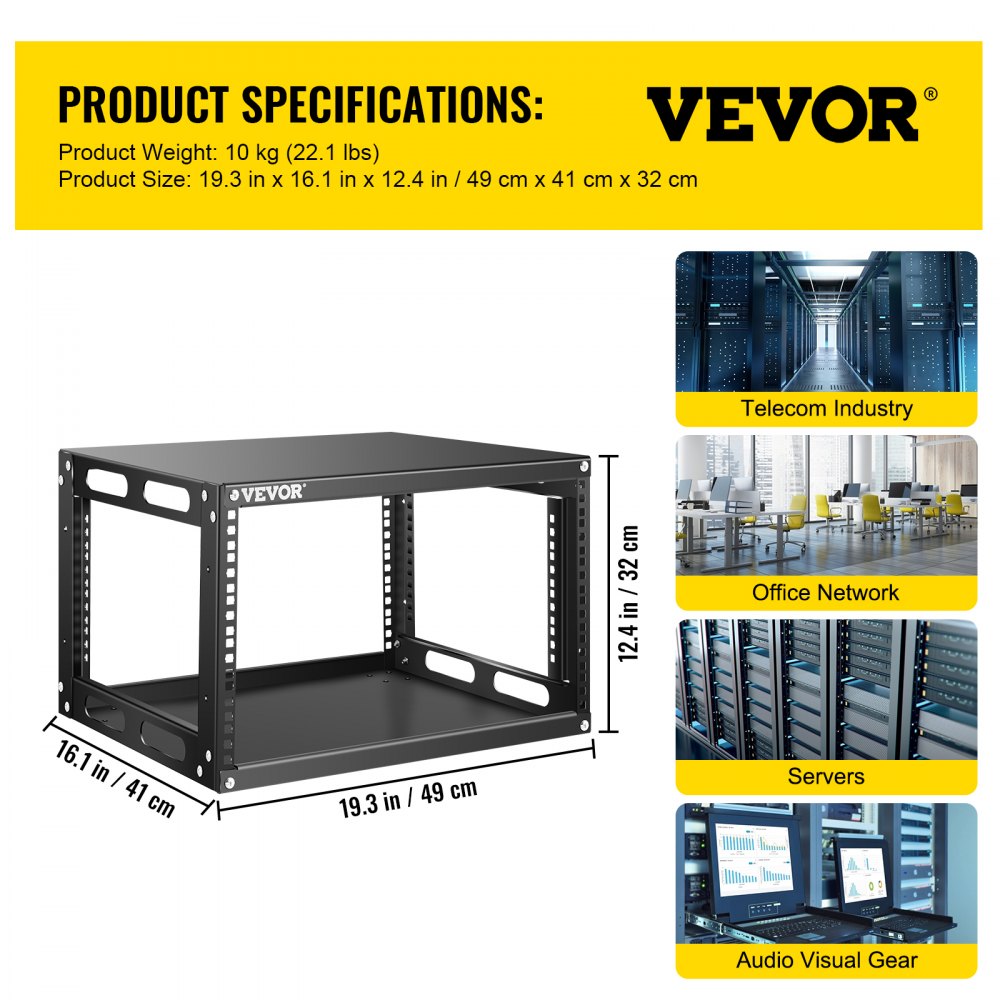 VEVOR VEVOR Open Frame Server Rack Network Server Rack 6U 4 Post 19 ...