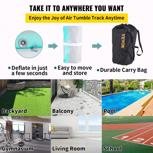 VEVOR 16ft Inflatable Air Gymnastic Mat, 4 inches Thickness Air Tumble ...
