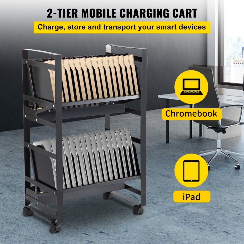 VEVOR Open Charging Cart, 32 Device, Charging Cabinet for Charge and ...