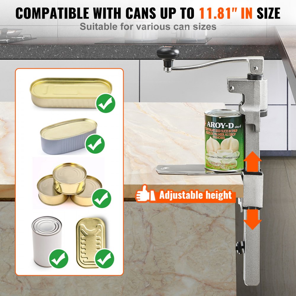 VEVOR Manual Can Opener, Sturdy Tabletop Can Opener for Big Cans ...