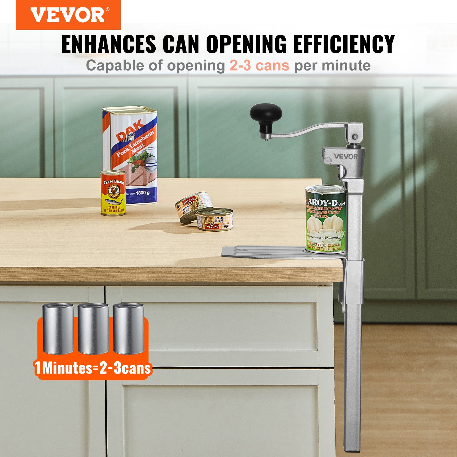 VEVOR Commercial Can Opener, Heavy-Duty Manual Tabletop Cans Opener for ...