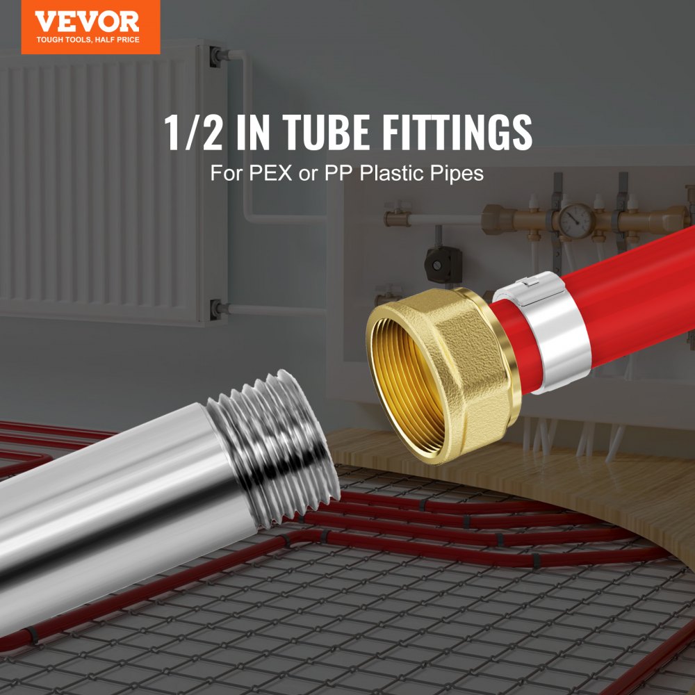 VEVOR Pipe Fittings 1/2" 20PCS Brass Clamp-style 1/2 NPT Internal ...