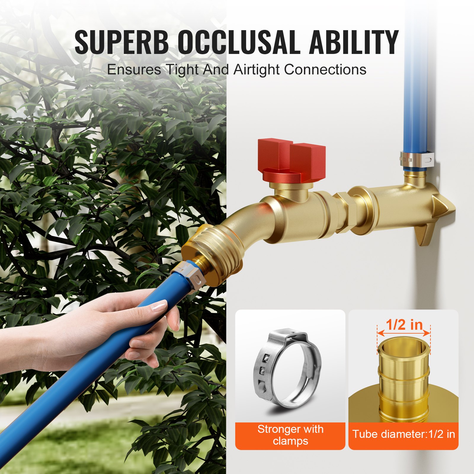 VEVOR Stainless Steel Pipe Fittings | 1/2" Brass Connectors