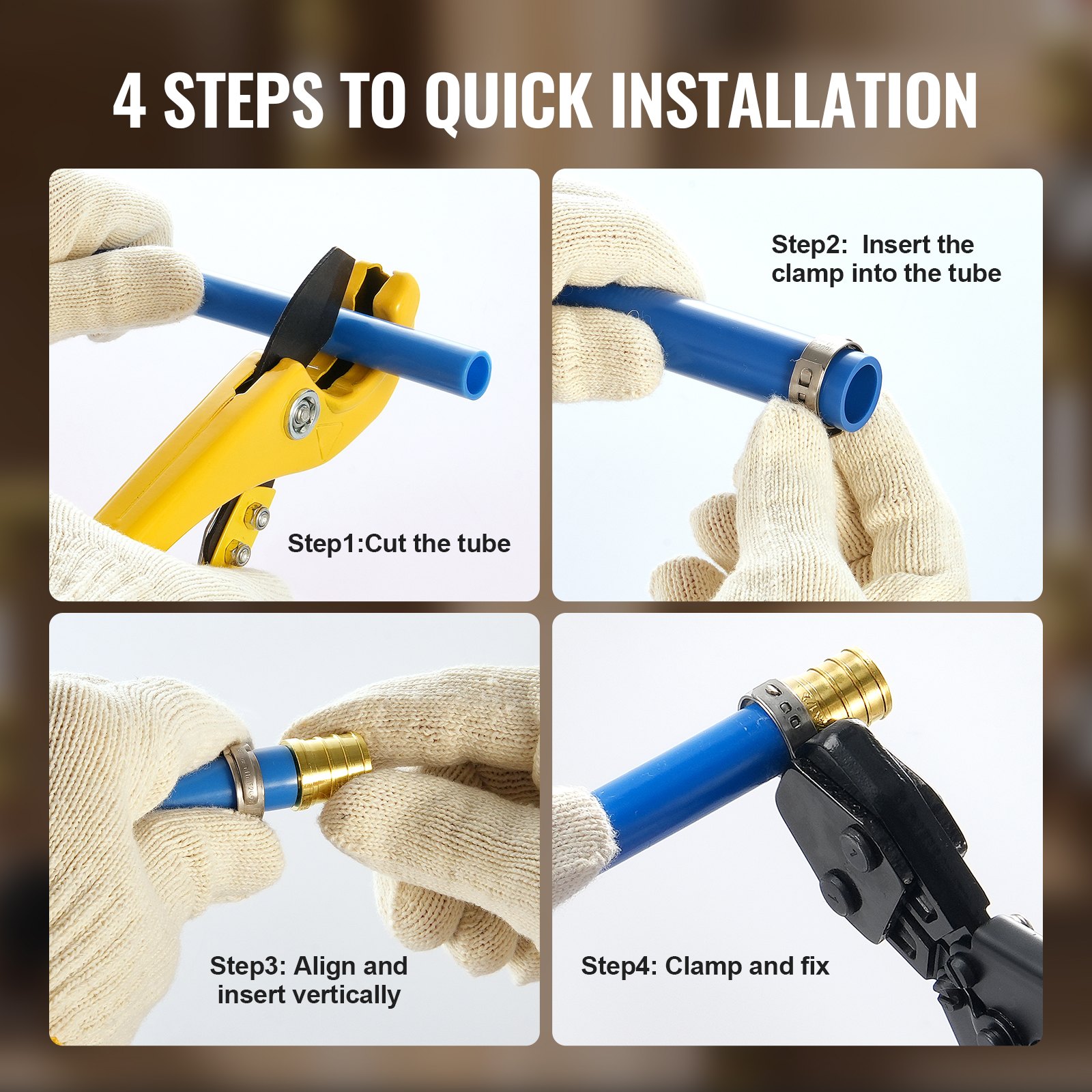 VEVOR Pipe Connection Fittings — Brass Push-Fit Plumbing Set