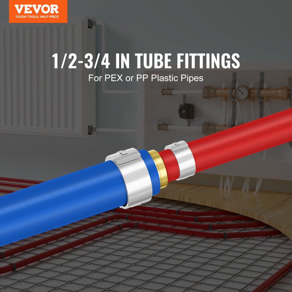 VEVOR Brass NPT Adapters – 1/2"-3/4", 50PCS Fittings