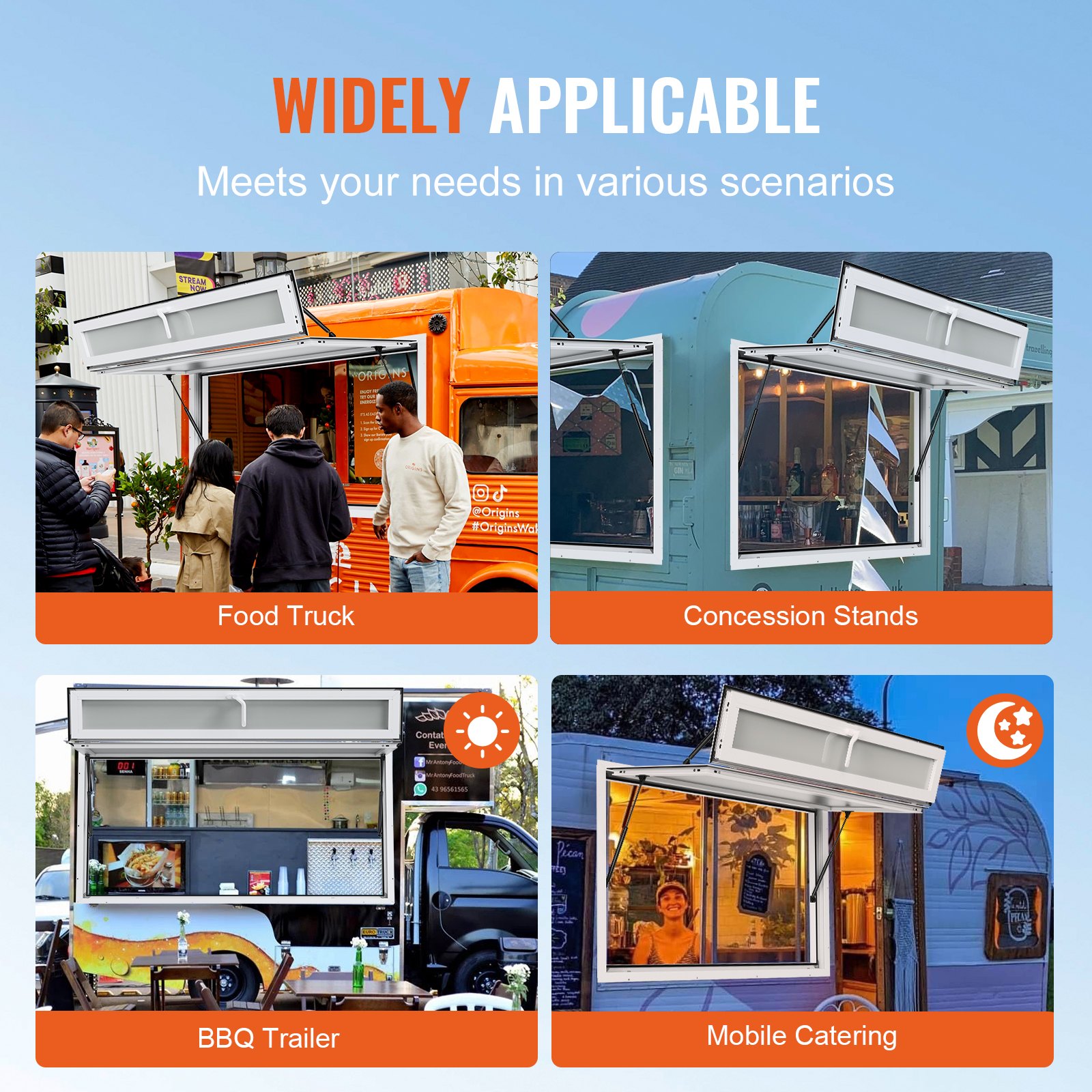 VEVOR Concession Window 60"x36", Aluminum Alloy Food Truck Service ...