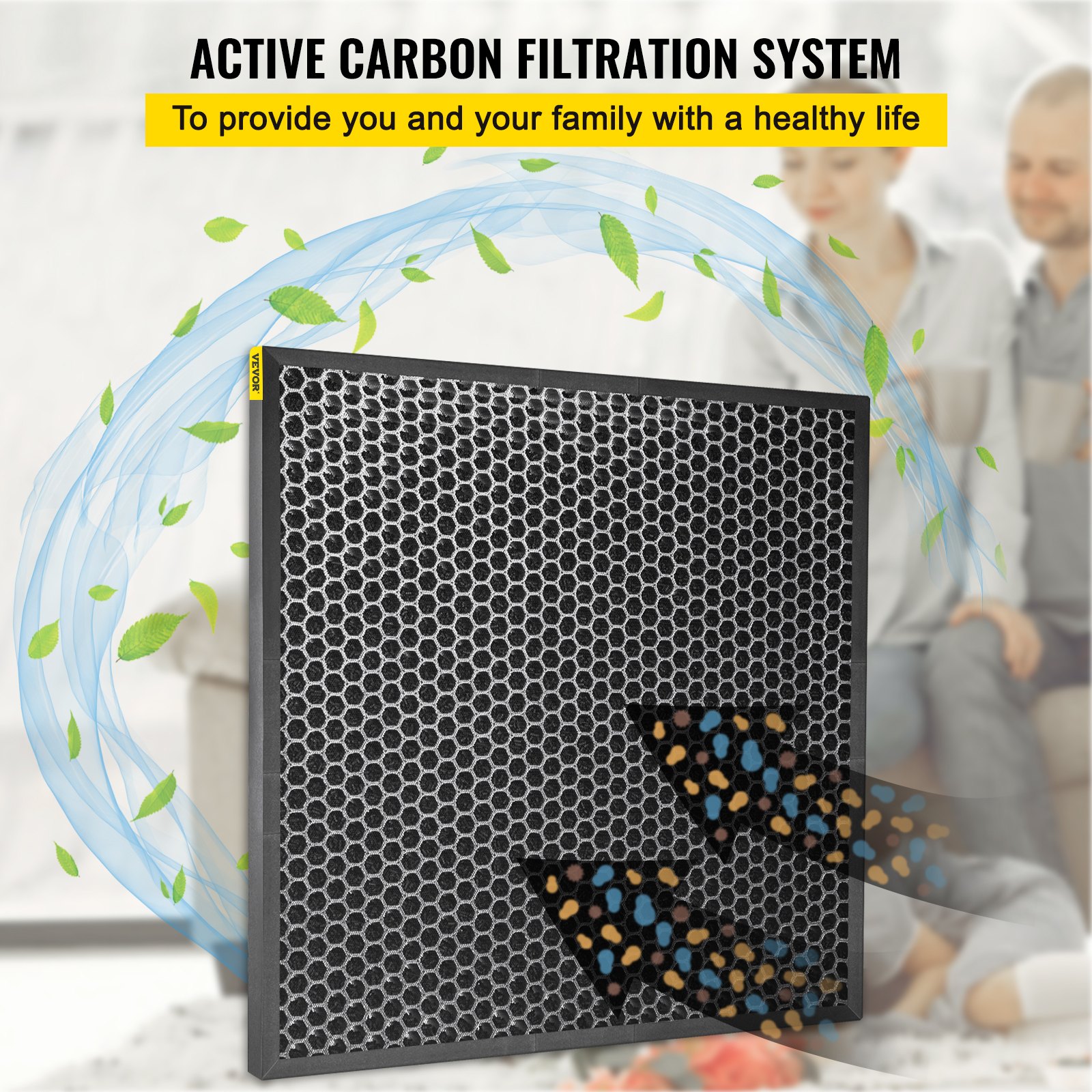 VEVOR HEPA Replacement Filter, 4pcs Active Carbon Air Filter, 16''x16 ...