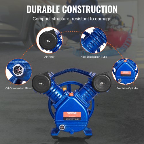 VEVOR Air Compressor Pump Head 3HP 6.25CFM @ 90PSI 2-Cylinder Piston ...