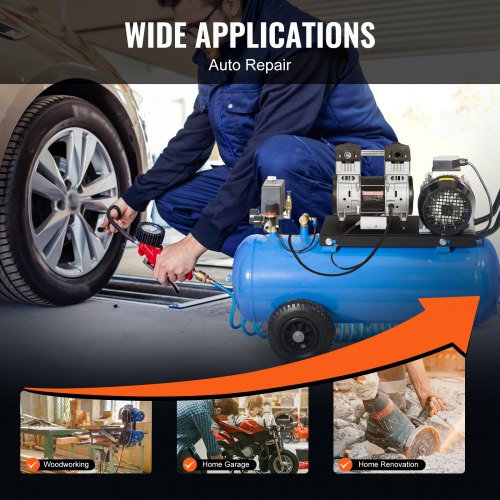 VEVOR Air Compressor Motor 2HP 5.2CFM @ 90PSI Oil Free with Max. 145PSI ...