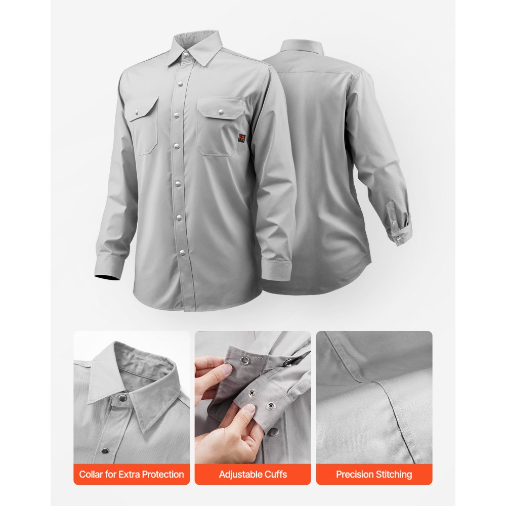 VEVOR FR Shirts for Men, 7oz. Flame Resistant Welding Jacket, Machine ...