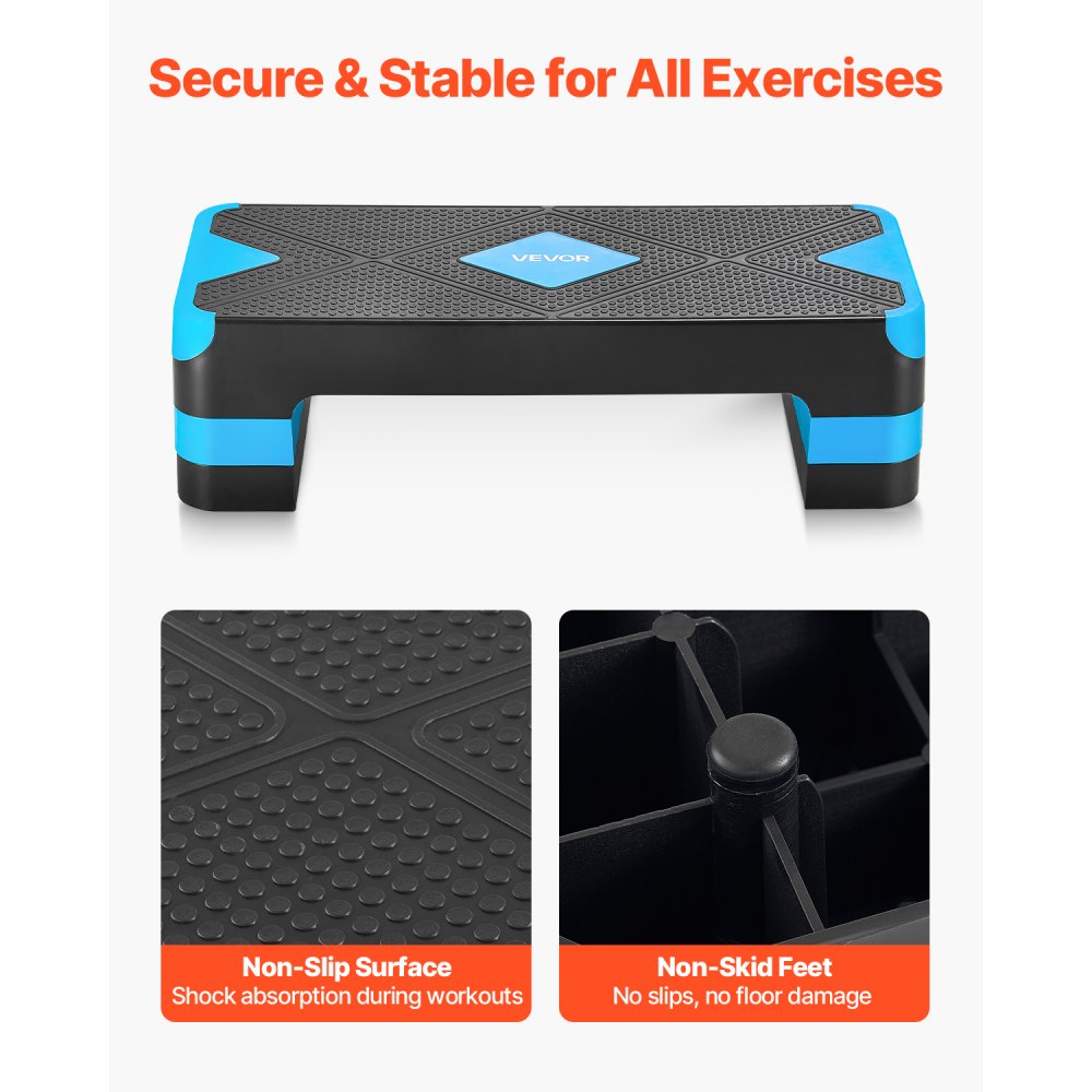 VEVOR Aerobic Exercise Step Platform, 28-Inch Workout Aerobic Stepper ...