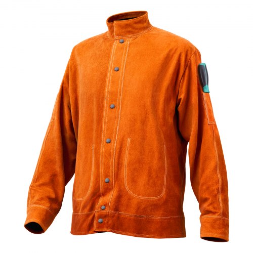 Flame-Resistant Welding Jacket Heavy Duty Leather Welding Safety Jacket ...