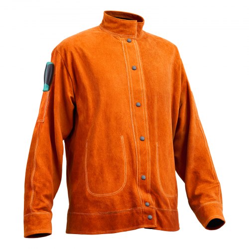 Flame-Resistant Welding Jacket Heavy Duty Leather Welding Safety Jacket ...